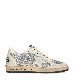 GOLDEN GOOSE Ball Star Glitter Sneakers - Silver