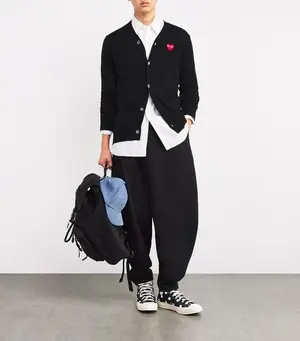 Play Comme Des Garcon Wool Heart Cardigan