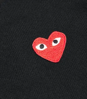Play Comme Des Garcon Wool Heart Cardigan