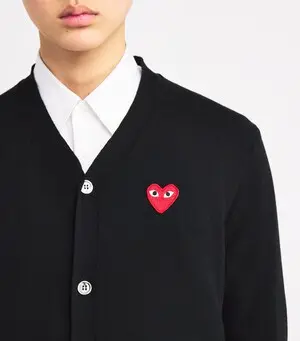 Play Comme Des Garcon Wool Heart Cardigan
