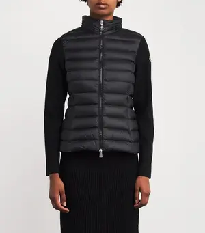 Moncler Down Wool-trim Panelled Cardigan