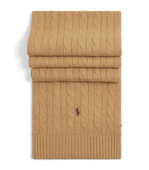 Polo Ralph Lauren Wool-blend Cable-knit Scarf - Beige