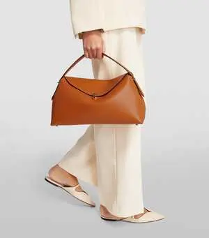 TOTEME Leather T-lock Top-handle Bag - Brown