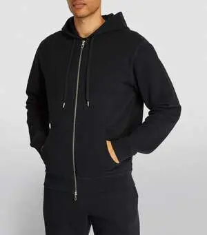Sunspel Loopback Zip-up Hoodie - Black