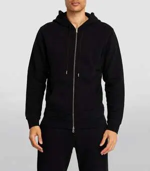 Sunspel Loopback Zip-up Hoodie - Black