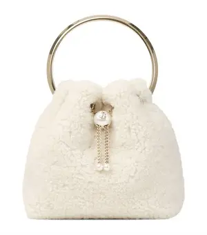 JIMMY CHOO Bon Bon Shearling Top-handle Pouch Bag