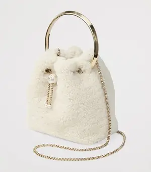 JIMMY CHOO Bon Bon Shearling Top-handle Pouch Bag