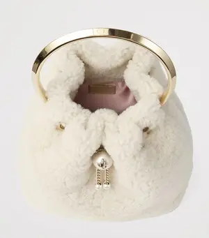 JIMMY CHOO Bon Bon Shearling Top-handle Pouch Bag