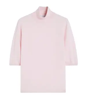 Max Mara Virgin Wool High-neck Top - Pink
