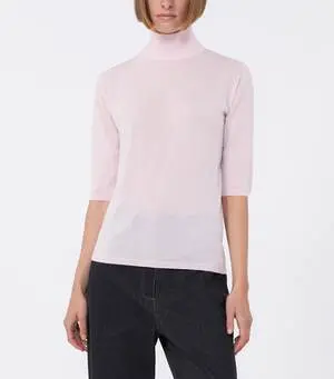 Max Mara Virgin Wool High-neck Top - Pink