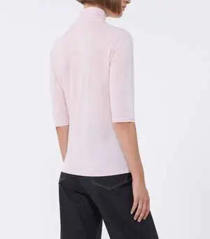 Max Mara Virgin Wool High-neck Top - Pink