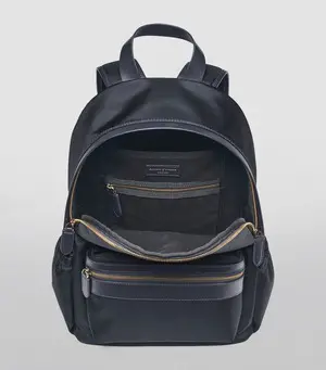 ASPINAL OF LONDON Nylon Backpack With Leather Trim - Blue