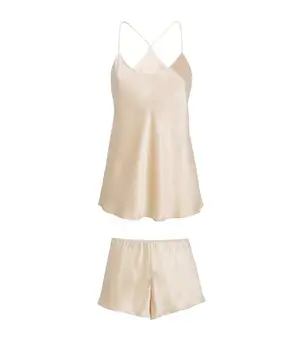 Olivia Von Halle Silk Bella Pyjama Set - Beige