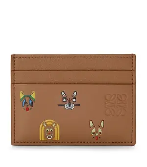 Loewe X Louis Wain Leather Cats Card Holder - Brown