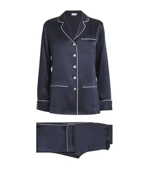 Olivia Von Halle Silk Coco Pyjama Set - Navy