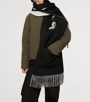 Burberry Wool-blend Logo Hooded Scarf - Black