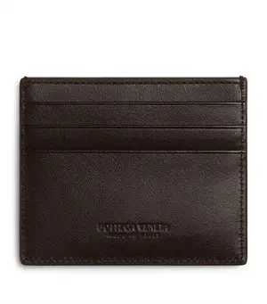 Bottega Veneta Leather Intrecciato Card Holder - Brown