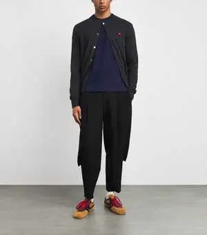 Play Comme Des Garcon Embroidered Double-heart T-shirt - Navy