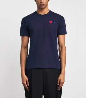 Play Comme Des Garcon Embroidered Double-heart T-shirt - Navy