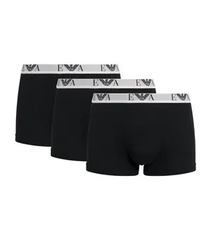 Emporio Armani Stretch-cotton Logo Trunks - Black