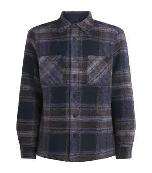 WAX LONDON Wool-blend Check Whiting Overshirt - Navy