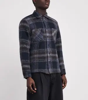 WAX LONDON Wool-blend Check Whiting Overshirt - Navy