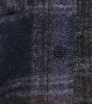 WAX LONDON Wool-blend Check Whiting Overshirt - Navy