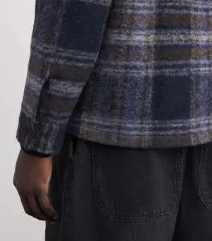 WAX LONDON Wool-blend Check Whiting Overshirt - Navy