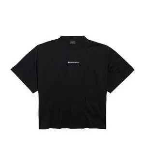 Balenciaga Logo Cropped T-shirt - Black