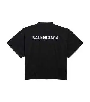 Balenciaga Logo Cropped T-shirt - Black