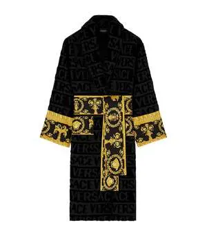 Versace Cotton Baroque Robe - Black