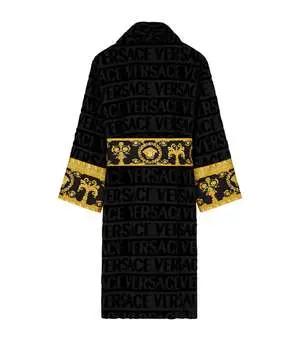 Versace Cotton Baroque Robe - Black