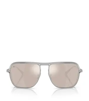 FERRARI Logo-detail Aviator Sunglasses - Silver