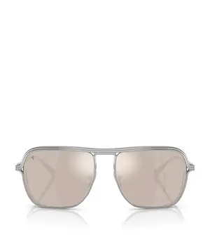 FERRARI Logo-detail Aviator Sunglasses - Silver