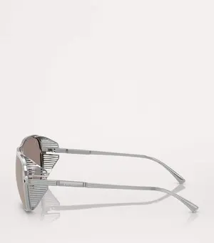 FERRARI Logo-detail Aviator Sunglasses - Silver