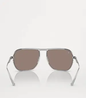 FERRARI Logo-detail Aviator Sunglasses - Silver