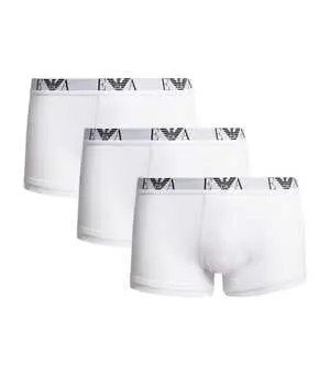 Emporio Armani Stretch-cotton Eagle Monogram Trunks - White