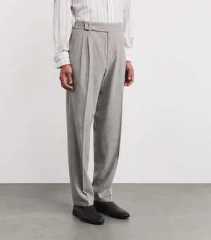 Isaia Wool-blend Pleated Trousers - Black