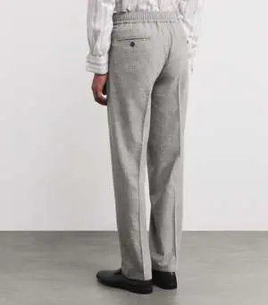 Isaia Wool-blend Pleated Trousers - Black