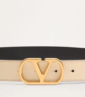 Valentino Garavani Leather Vlogo Signature Belt - Ivory