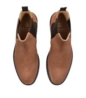 Brunello Cucinelli Suede Chelsea Boots - Brown