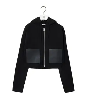 Loewe Wool Leather-pocket Hoodie - Black