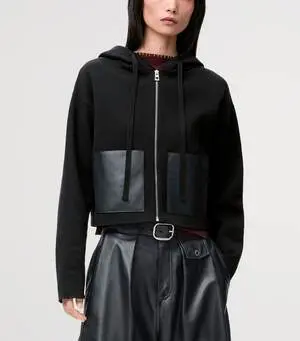Loewe Wool Leather-pocket Hoodie - Black