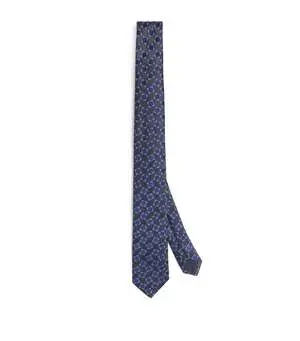 Giorgio Armani Silk Geometric Jacquard Neck Tie - Grey