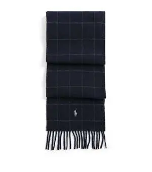 Polo Ralph Lauren Cashmere Polo Pony Fringe Scarf - Black