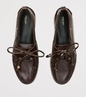 GOLDEN GOOSE Leather Boat Shoes - Brown
