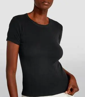 LESET Slim Fit Pointelle T-shirt - Black