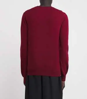 Play Comme Des Garcon Wool V-neck Sweater - Burgundy