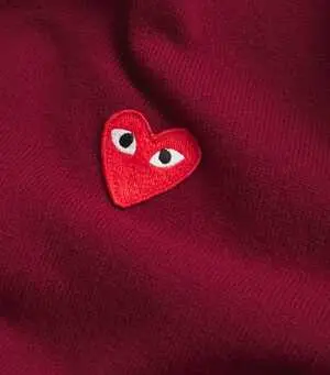 Play Comme Des Garcon Wool V-neck Sweater - Burgundy