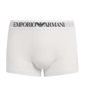 Emporio Armani Stretch-cotton Logo Trunks - White